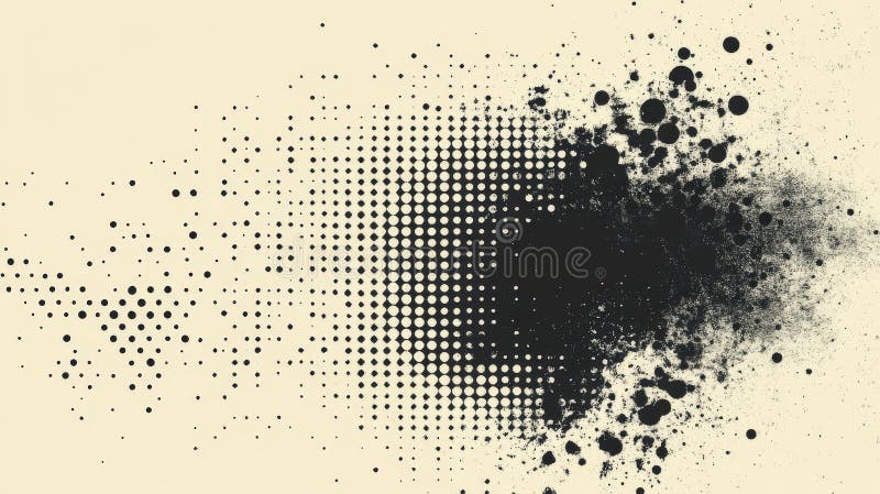 Abstract Background with Black Halftone Pattern and Ink Splatter Grunge ...