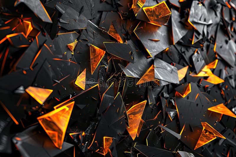Abstract Background with Black and Orange Angular Shards Stock ...