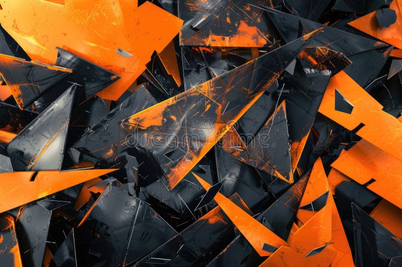 Abstract Background with Black and Orange Angular Shards Stock ...