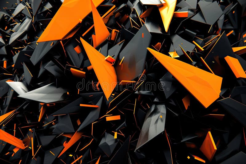 Abstract Background with Black and Orange Angular Shards Stock ...