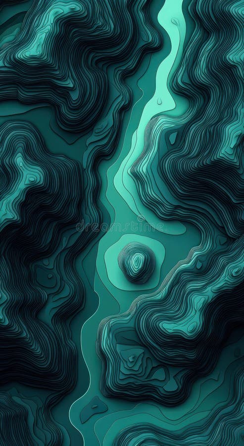 Abstract Background in Black and Teal with Intricate Wavy Patterns ...