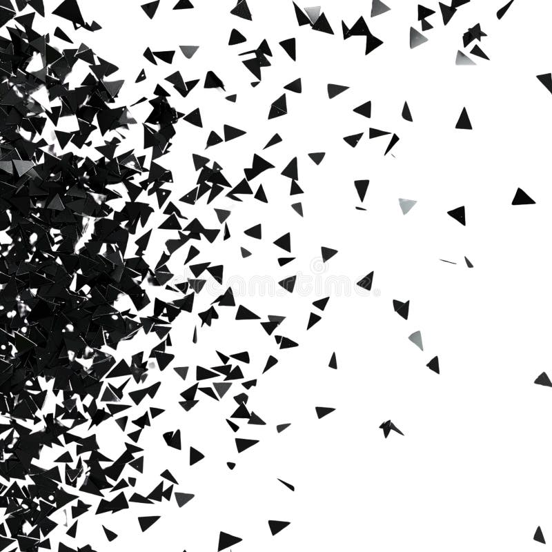 An Abstract Background with Black Triangles Scattering Over a Dark ...