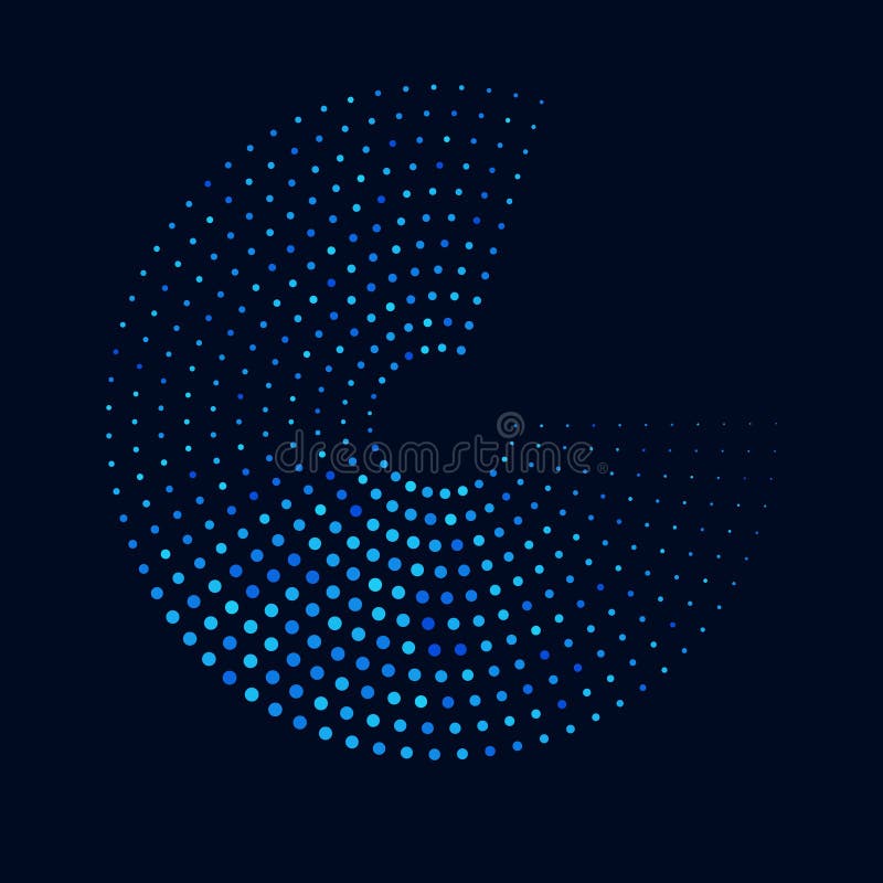 Abstract Background with Blue Color Dots in Circle Form. Halftone ...