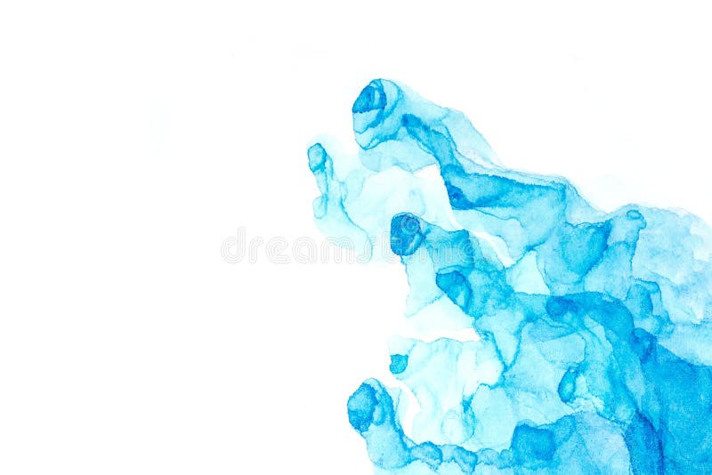 Abstract Background in Blue Color, Hand Drawn Alcohol Painting Stock ...