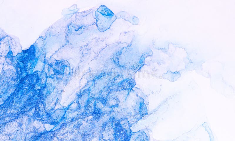 Abstract Background in Blue Color, Hand Drawn Alcohol Painting Stock ...