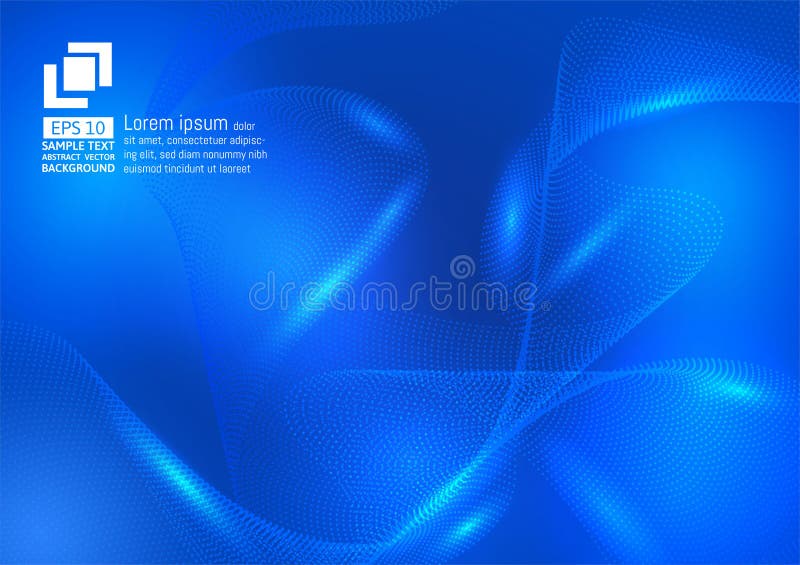 Abstract Background with a Blue Color Particles Waves. Vector ...