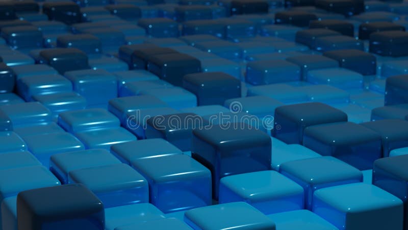 Abstract Background with Blue Colored Cubes Closeup Stock Illustration ...