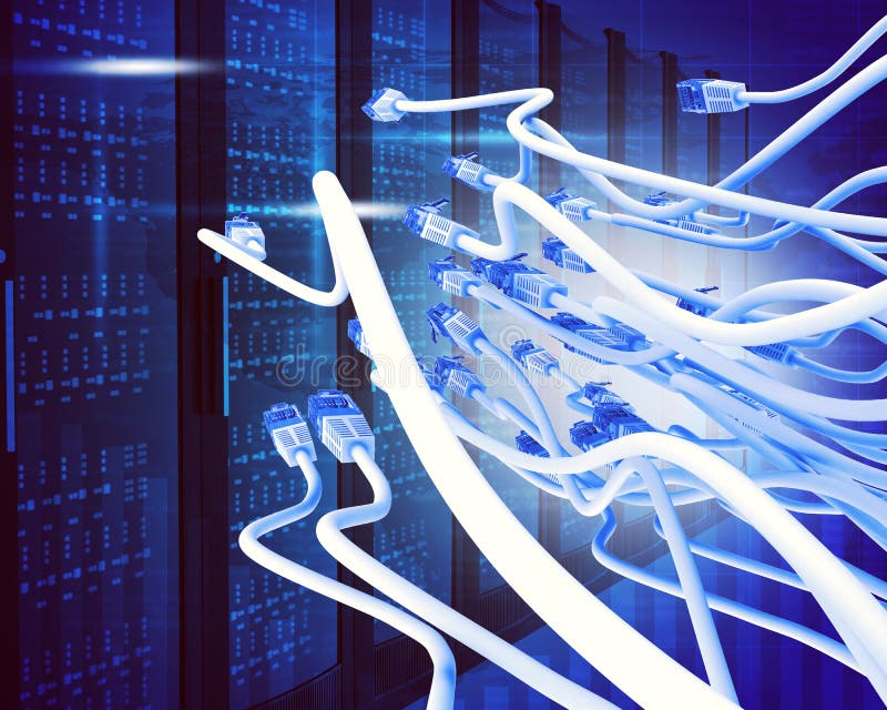 Set of Blue Computer Cables with Golden One Stock Illustration ...