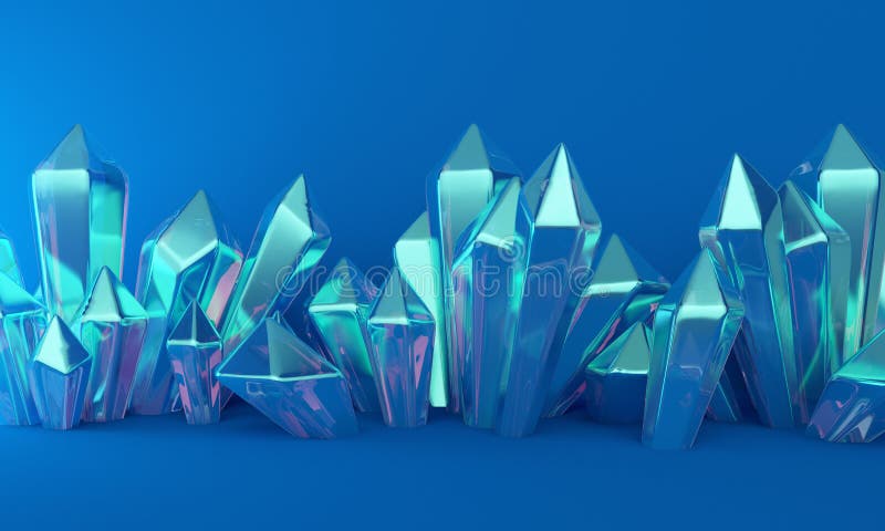 Abstract Background with Blue Crystals. 3d Rendering Stock Illustration ...