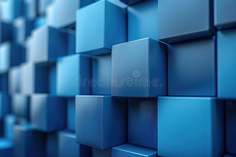Abstract Blue Cube Wall stock illustration. Illustration of perspective ...