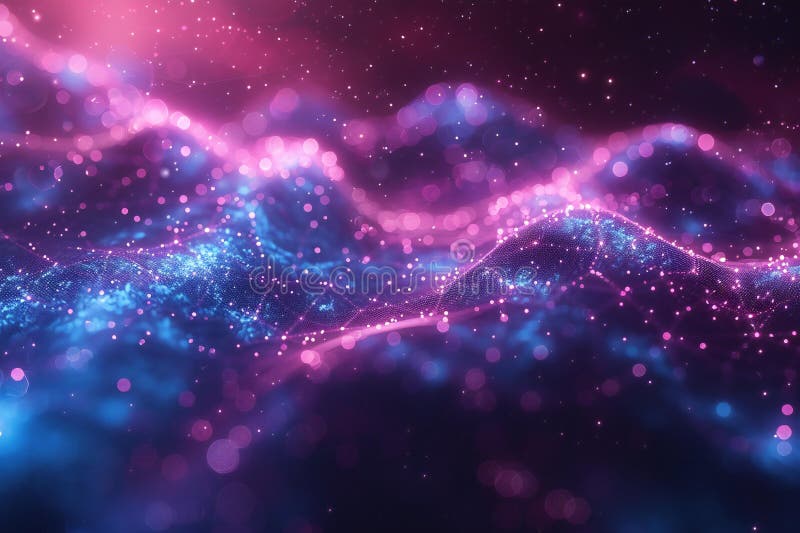 Abstract Background with Blue Digital Connections, Data Transfer and ...