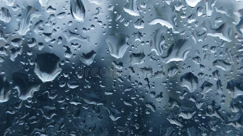 Abstract Background with Blue Drops on Glass of Window Stock Photo ...