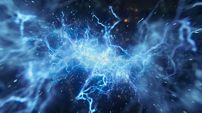 Abstract Background of Blue Electrical Explosive Field in an Impactful ...