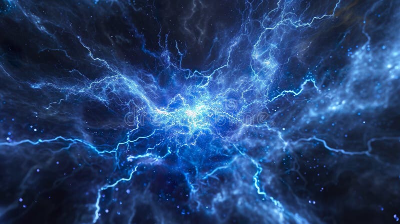 Abstract Background of Blue Electrical Explosive Field in an Impactful ...