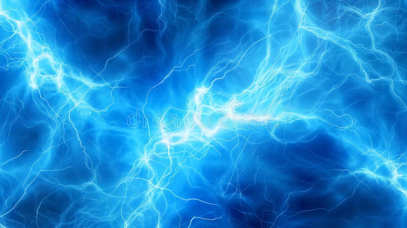 Abstract Background of Blue Electrical Lightning Bolts with Dynamic ...