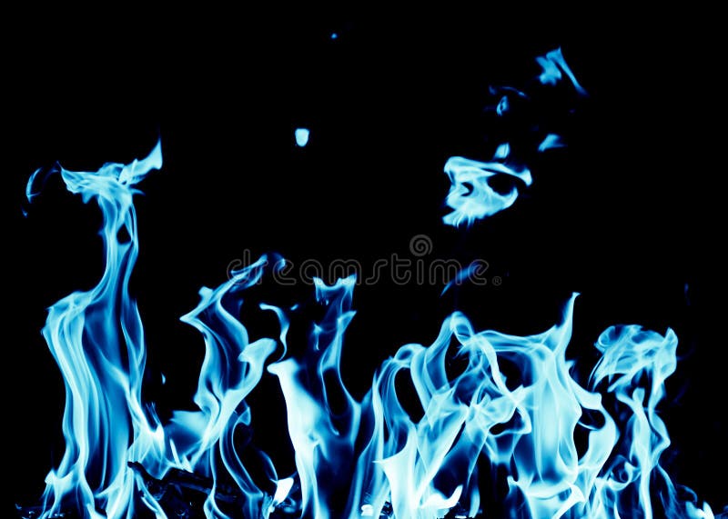Abstract Background of Blue Flame Fire on Black Background Stock Image ...