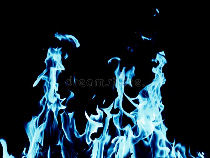 Abstract Background of Blue Flame Fire on Black Background Stock Image ...
