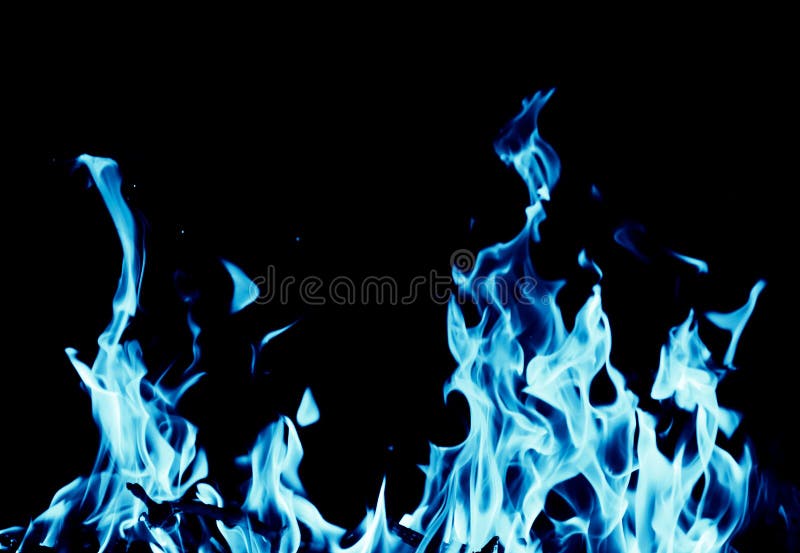 Abstract Background of Blue Flame Fire on Black Background Stock Image ...