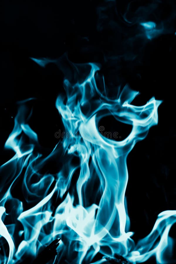 Abstract Background of Blue Flame Fire on Black Background Stock Image ...