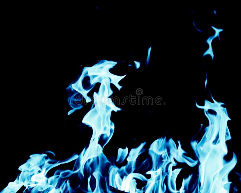Abstract Background of Blue Flame Fire on Black Background Stock Photo ...
