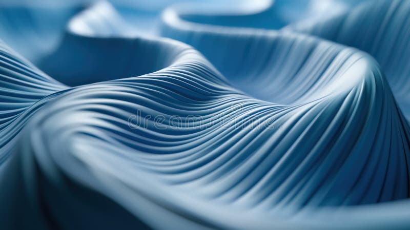 Abstract Background with Blue Flowing Curved Waves. Generative AI Stock ...