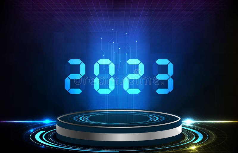 Abstract Background Blue Futuristic 2023 Digital Number Hud Display ...
