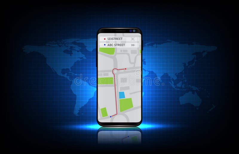 Background of Blue Futuristic Technology Navigation Gps Maps ...