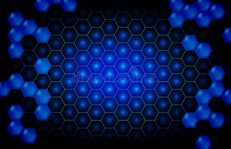 Background of Blue Glowing Hexagon Stock Illustration - Illustration of ...