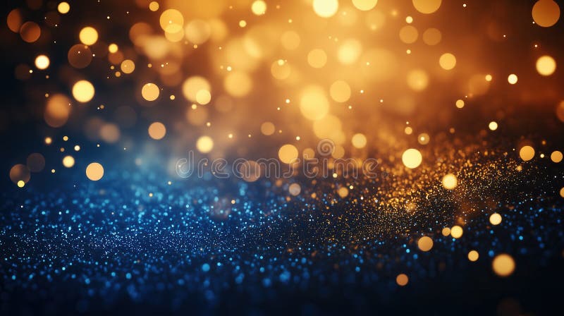 Abstract Background with Blue and Gold Particle Blur Stock Illustration ...