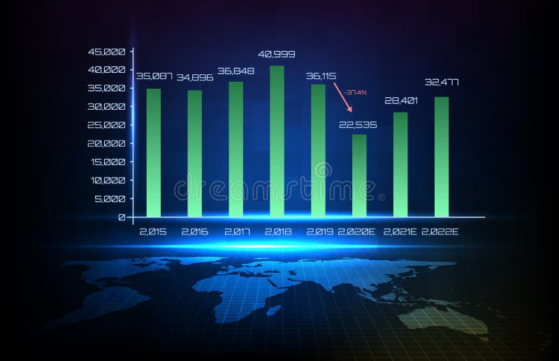 Background of Blue Graph Year by Year and World Map Stock Vector ...