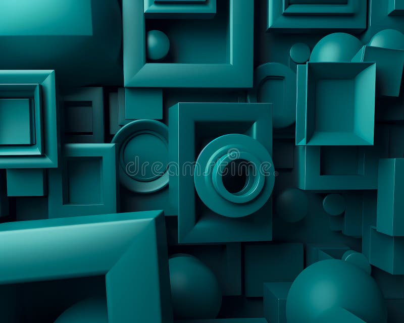 Abstract Background of Blue and Green Squares with Central Circle Stock ...