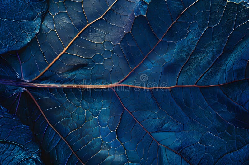 Abstract Blue Leaf Texture Closeup with Veins Stock Illustration ...