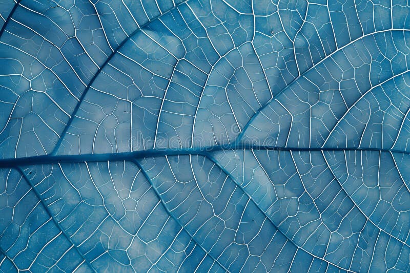Abstract Blue Leaf Texture Closeup with Vein Pattern Stock Illustration ...