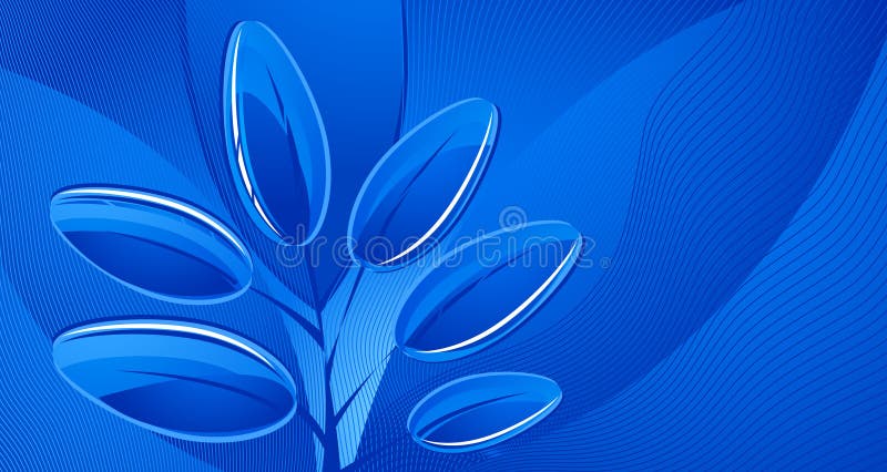 Abstract Background. Blue Leaves. Stock Vector - Illustration of line ...