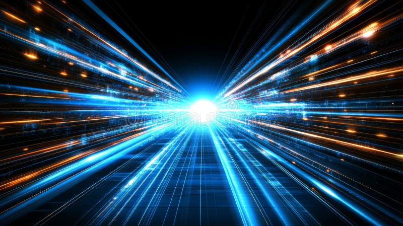 An Abstract Background of Blue Light Speed with Laser Rays and a ...