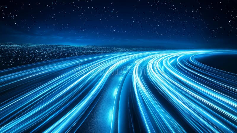 Abstract Background of Blue Light Streaks and Fiber Optics. Abstract ...
