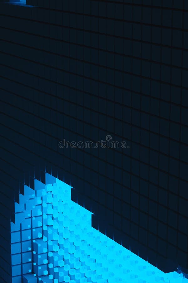 Abstract Background of Blue Neon Cyber Cubes at Night in the Room Stock ...