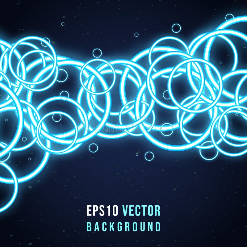 Abstract Background with Blue Neon Rings Stock Vector - Illustration of ...
