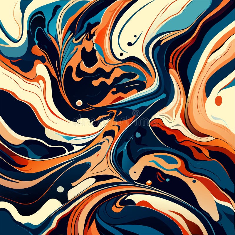 Abstract Background with Blue and Orange Marble Pattern. Colorful ...