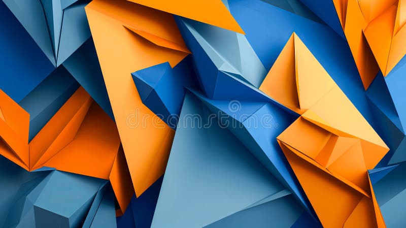 Abstract Geometric Background with Blue and Orange Triangles Stock ...