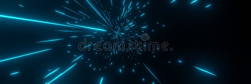 Abstract Background Blue Particle Explosion Shock Waves Panorama 3d ...