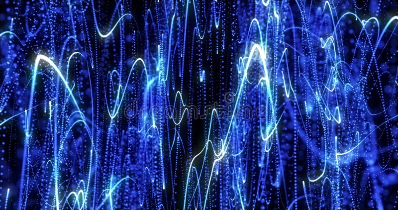 Abstract Background Blue from Pixel Particles and Lines Flying in Waves ...