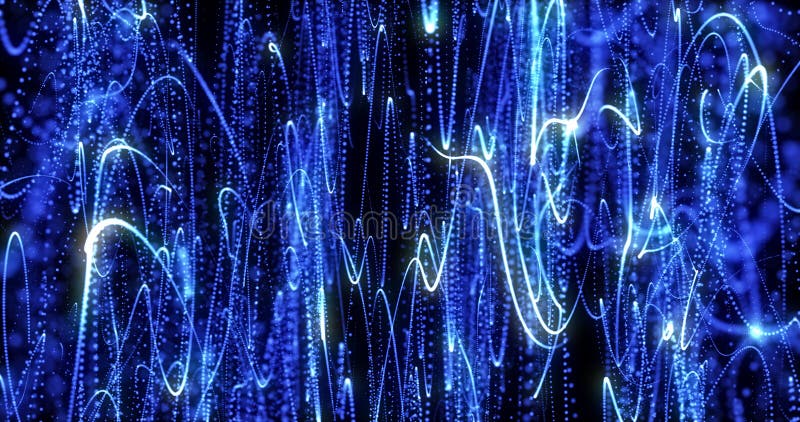 Abstract Background Blue from Pixel Particles and Lines Flying in Waves ...