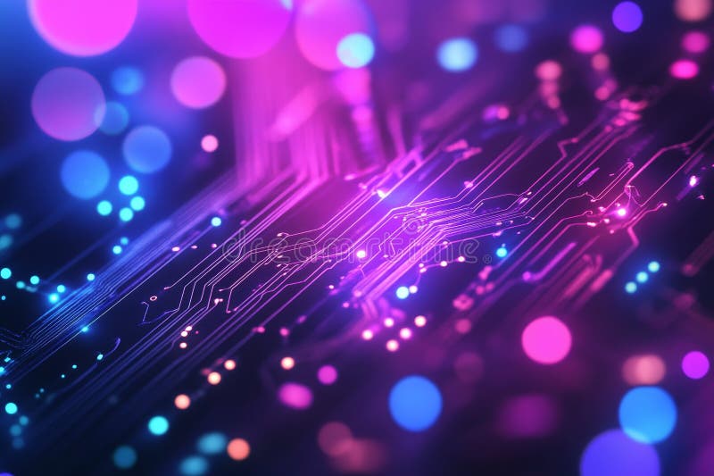 Abstract Background with Blue and Purple Technology Circuits Stock ...