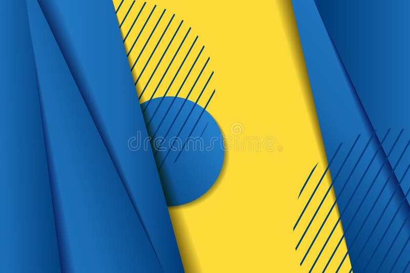 Abstract Blue Rectangle on Yellow Color Background with Circle and ...
