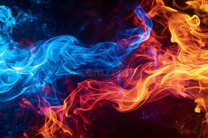 Abstract Background of Blue and Red Fire Flames on a Black Background ...