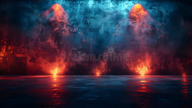 Abstract Background - Blue and Red Grunge Wall with Lights Stock Photo ...