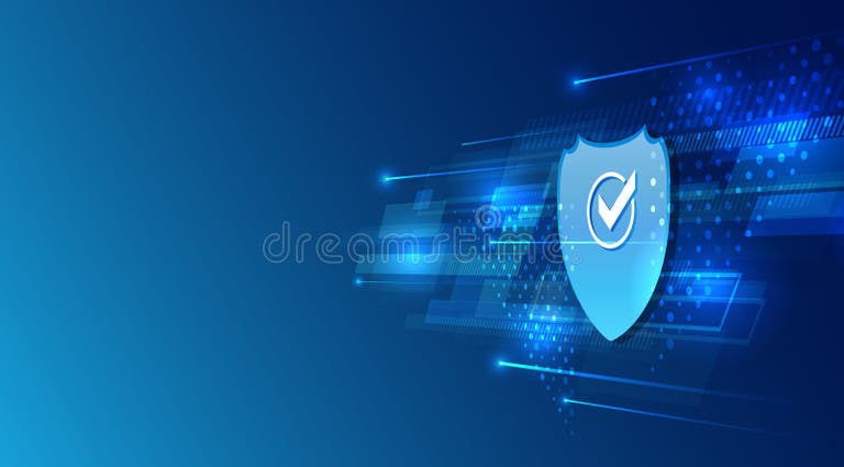 Abstract Background with a Blue Shield in the Center. Symbol of Data ...