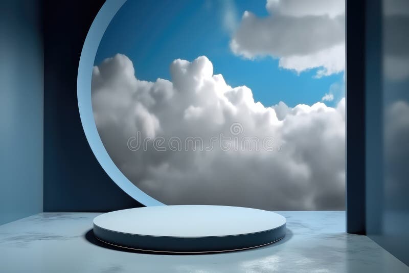 Abstract Background with Blue Sky Inside the Window, Blue Wall, AI ...