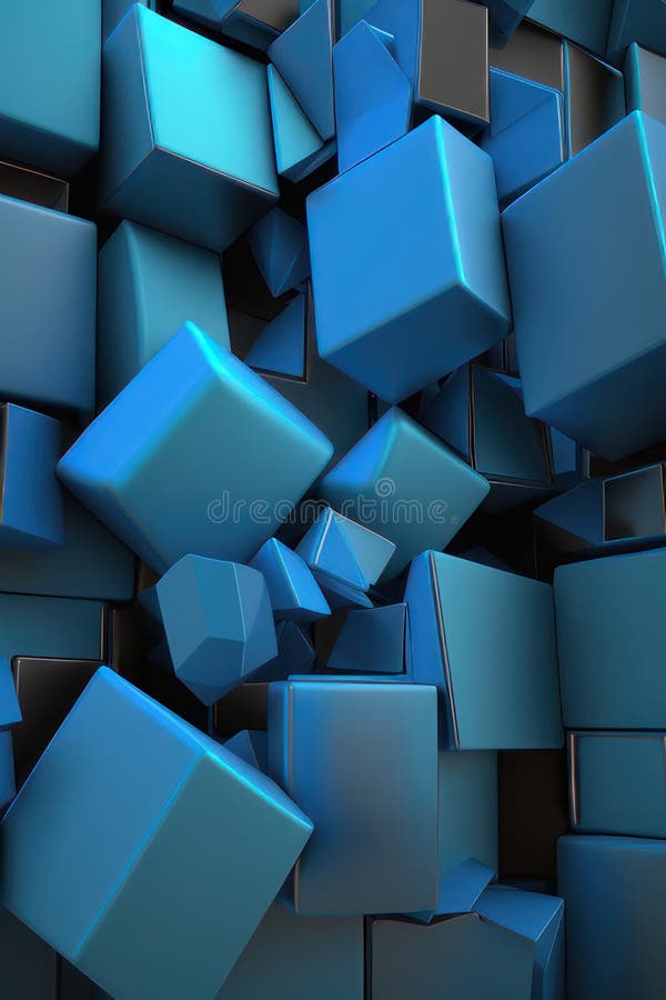 Abstract Background, Blue Smooth Cubes. Vertical Background Stock ...